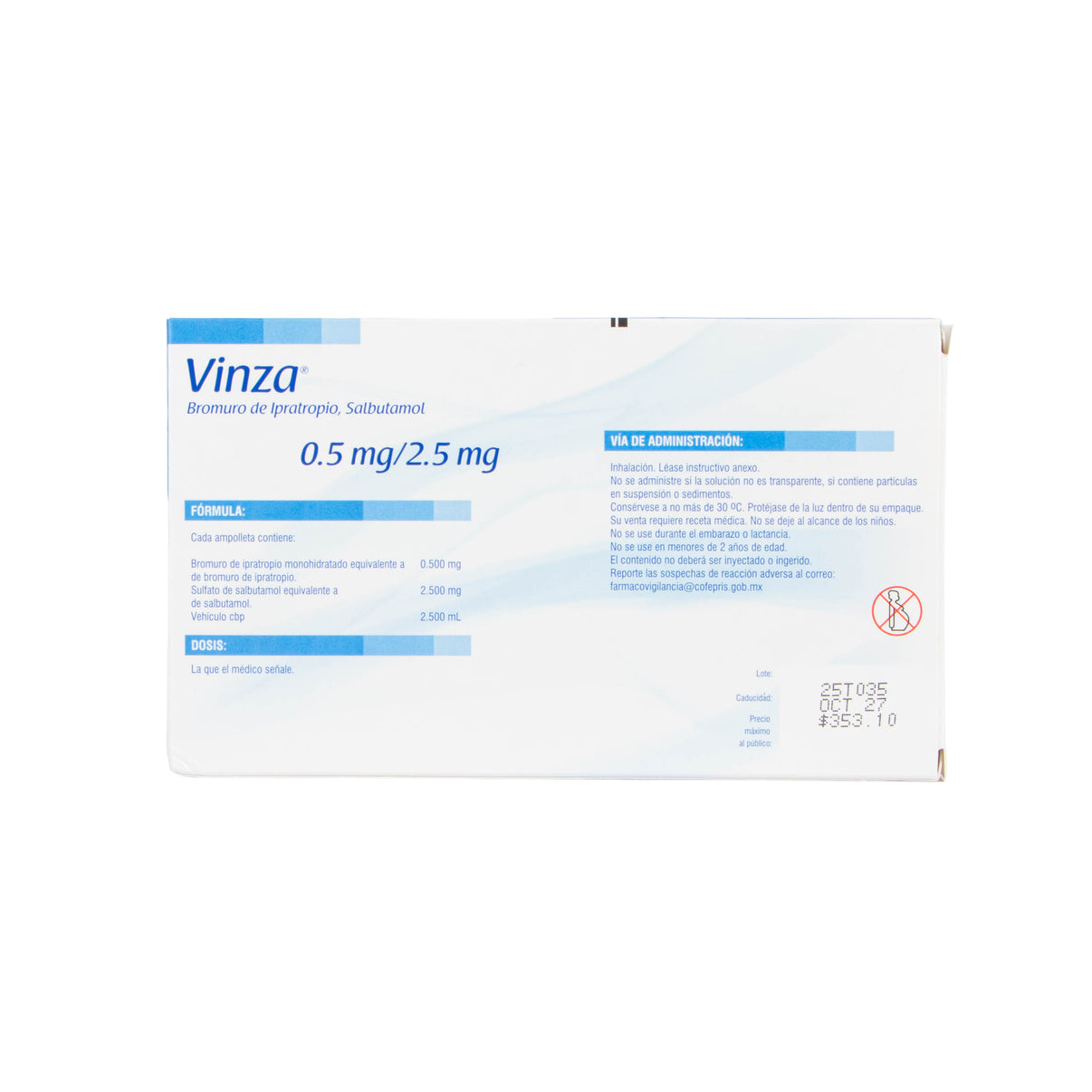 Vinza Solución 0.5mg/2.5mg – Broncodilatador – Farmacia La Paz