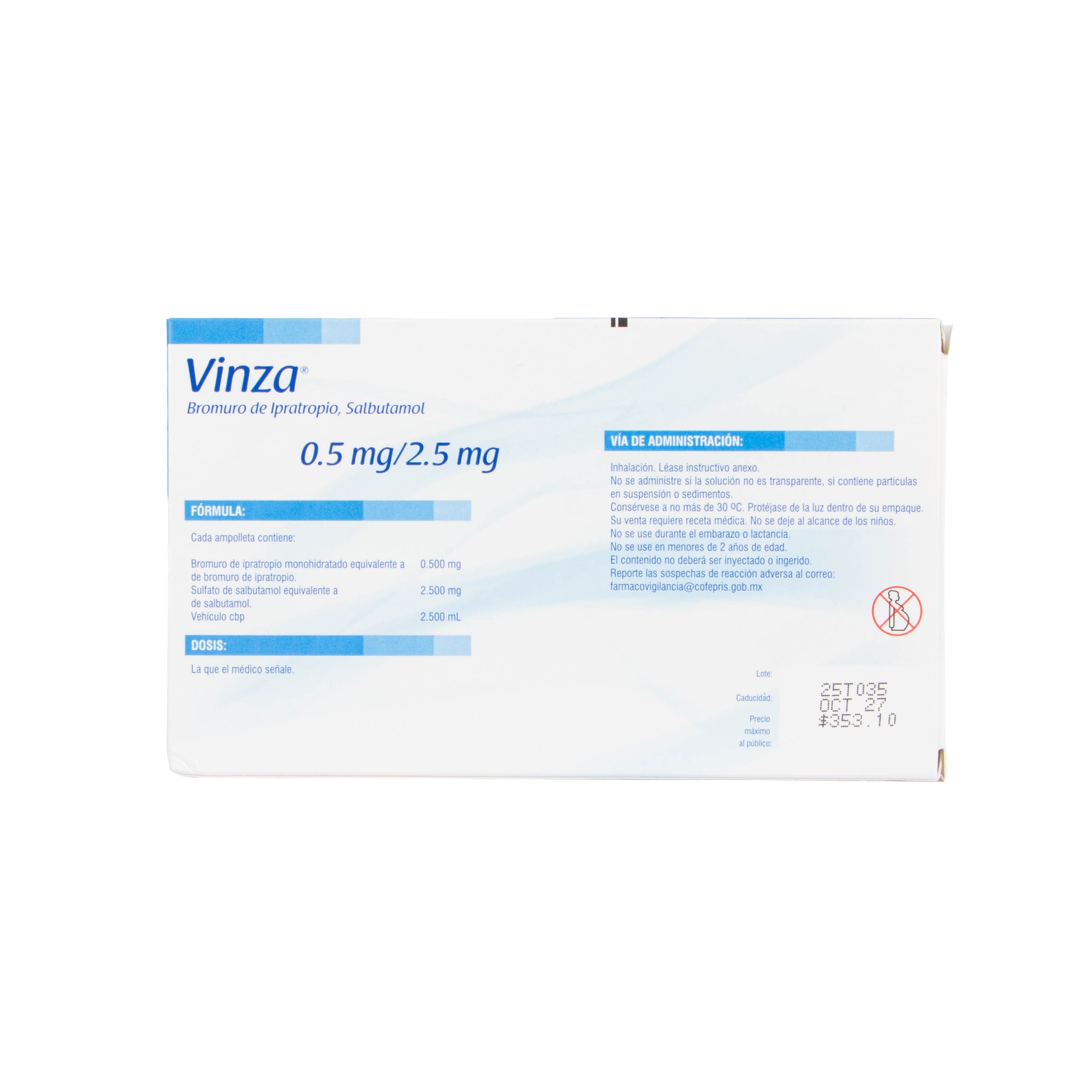 Vinza Solución 0.5mg/2.5mg – Broncodilatador – Farmacia La Paz