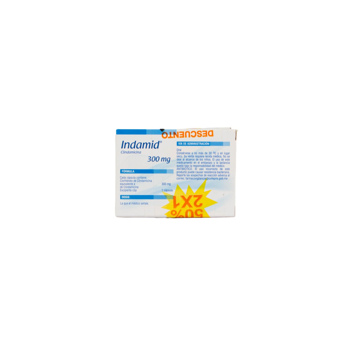 INDAMID Cápsulas 300 mg – Antibiótico – Farmacia La Paz