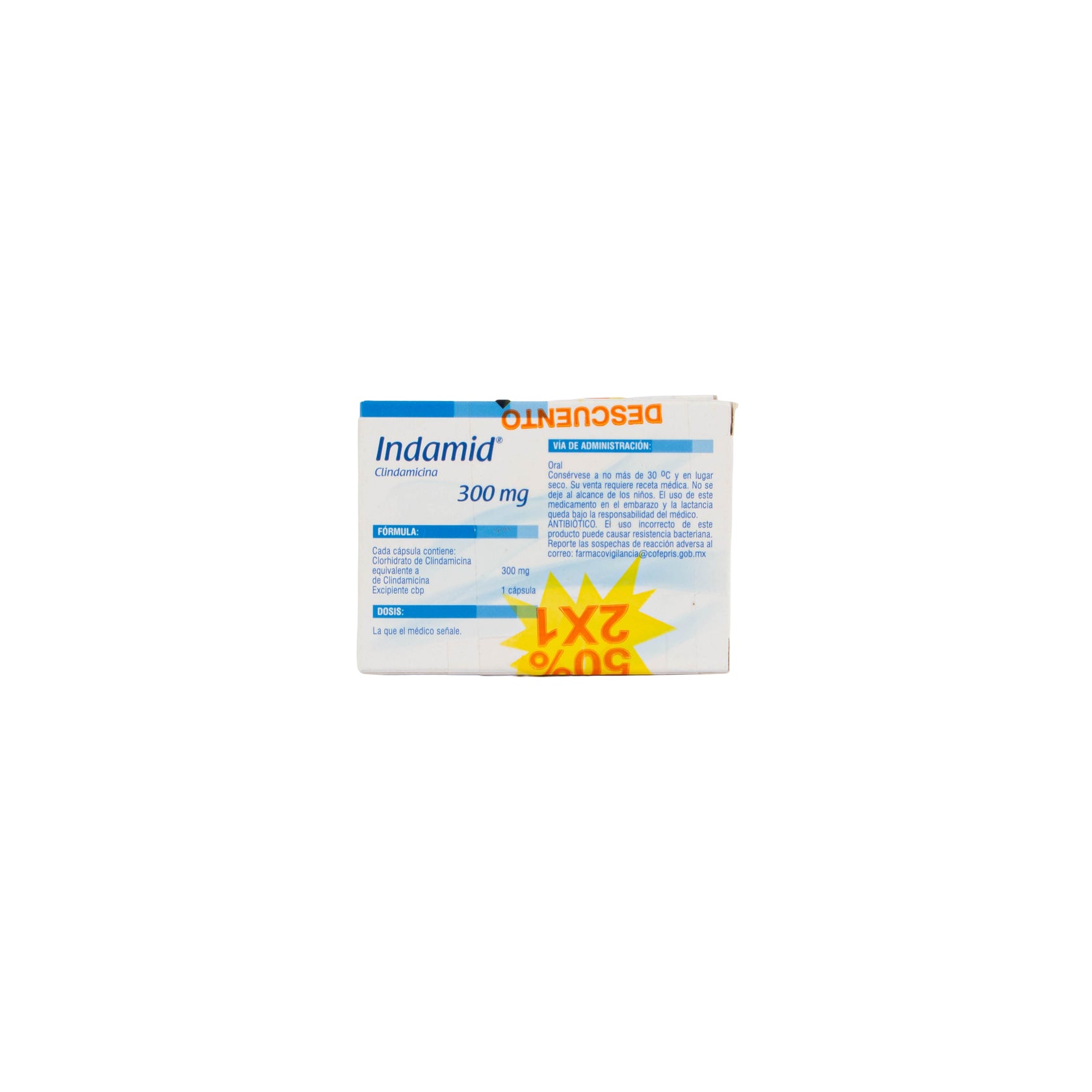 INDAMID Cápsulas 300 mg – Antibiótico – Farmacia La Paz